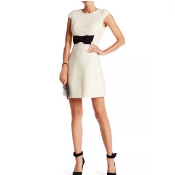 kate spade | Dresses | Kate Spade Cream Dress Wblack Bow | Poshmark